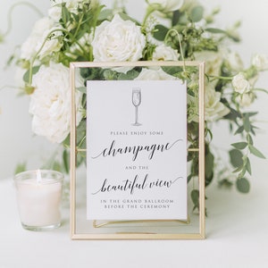 Champagne Sign Modern Wedding Drinks Sign Printable - Etsy