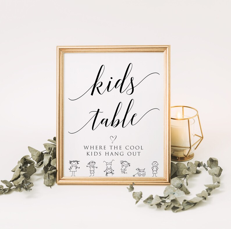 Printable Kids Table Sign Editable Kids Table Sign Template - Etsy