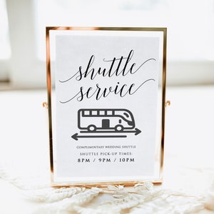 Wedding Shuttle Service Sign, Wedding Shuttle Sign, Shuttle Service ...