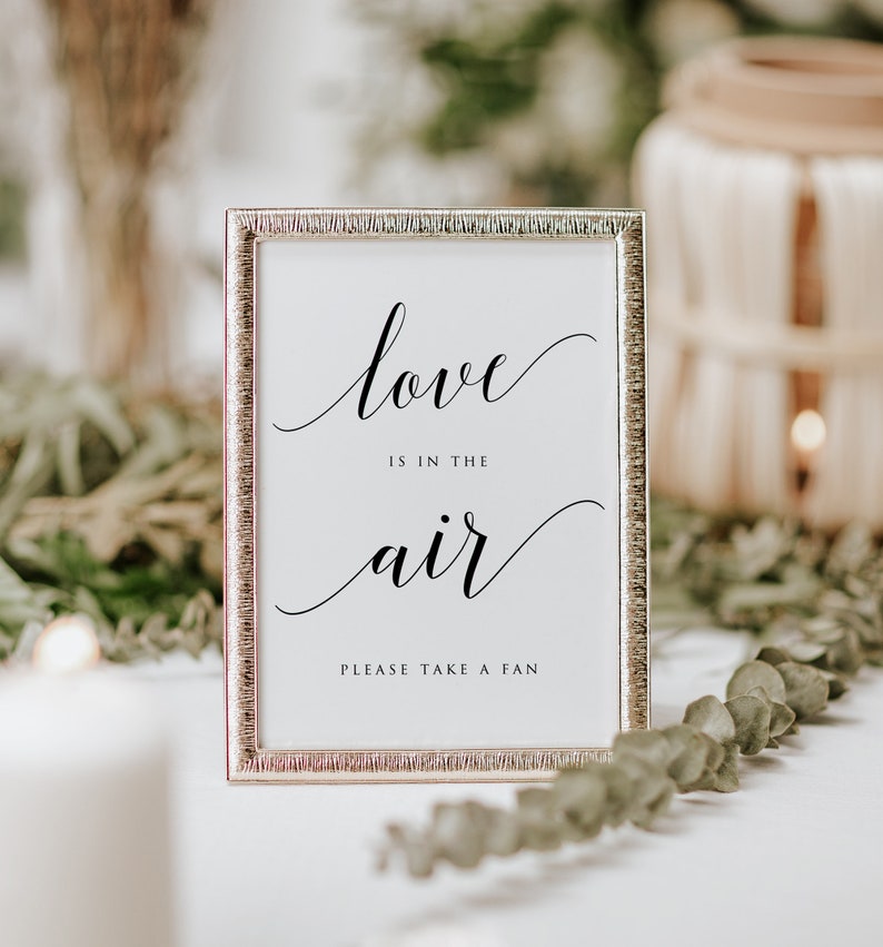 Love is in the Air Sign Wedding Fans Sign Grab A Fan Sign - Etsy
