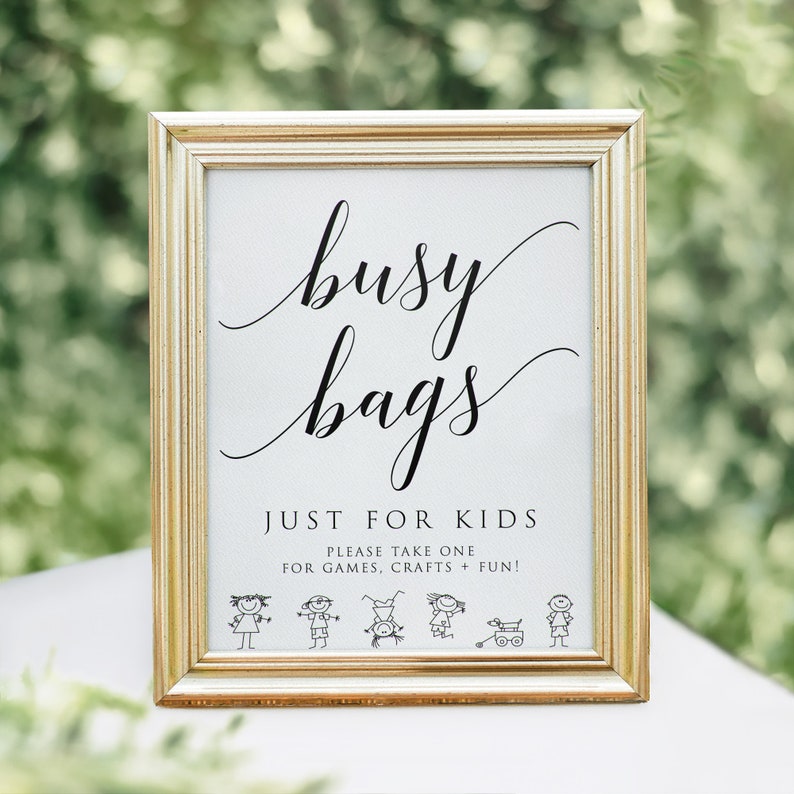 Kids Busy Bag Sign Wedding Kids Arts and Crafts Bag Kids - Etsy