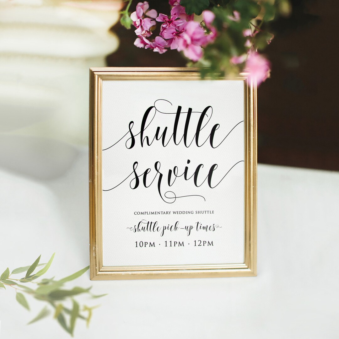 Wedding Shuttle Sign, Wedding Shuttle Service Sign, Shuttle Service ...