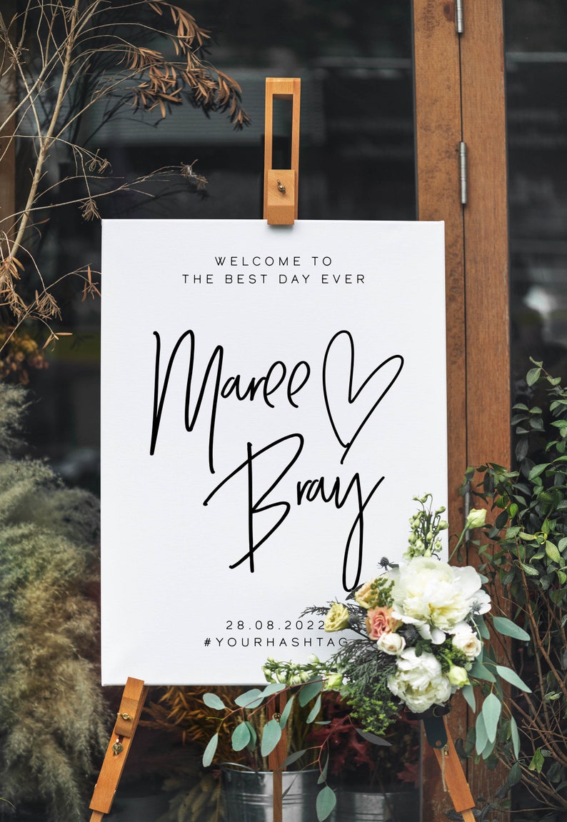 6 Sizes Wedding Welcome Sign Template Printable Welcome Sign | Etsy