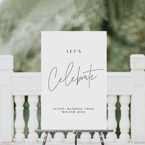 5 Sizes Let's Celebrate Sign Template, Modern Wedding Welcome Sign ...