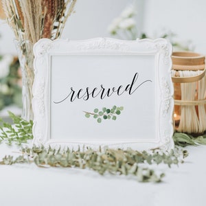 Greenery Reserved Sign Watercolor Eucalyptus Reserved Seat | Etsy