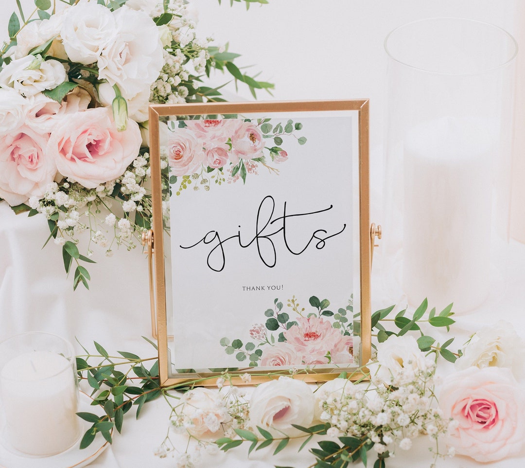 Floral Gifts Sign, Printable Gifts Sign, Blush Pink Gifts Sign ...