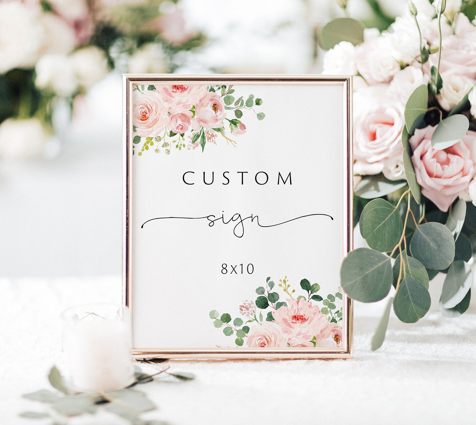 Custom Floral Sign, Blush Pink Floral Custom Sign Template, Custom ...