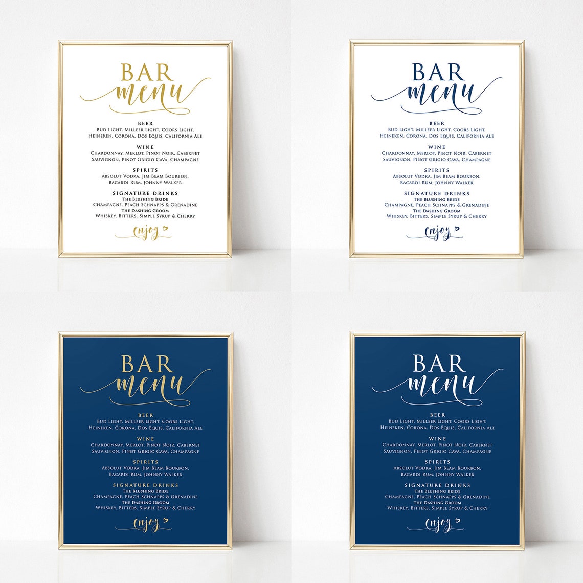 Wedding Bar Menu Bar Menu Template Printable Bar Menu Sign - Etsy