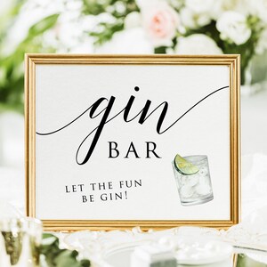 Gin Bar Sign, Let the Fun Be Gin, Party Bar Sign, Watercolor Cocktail ...