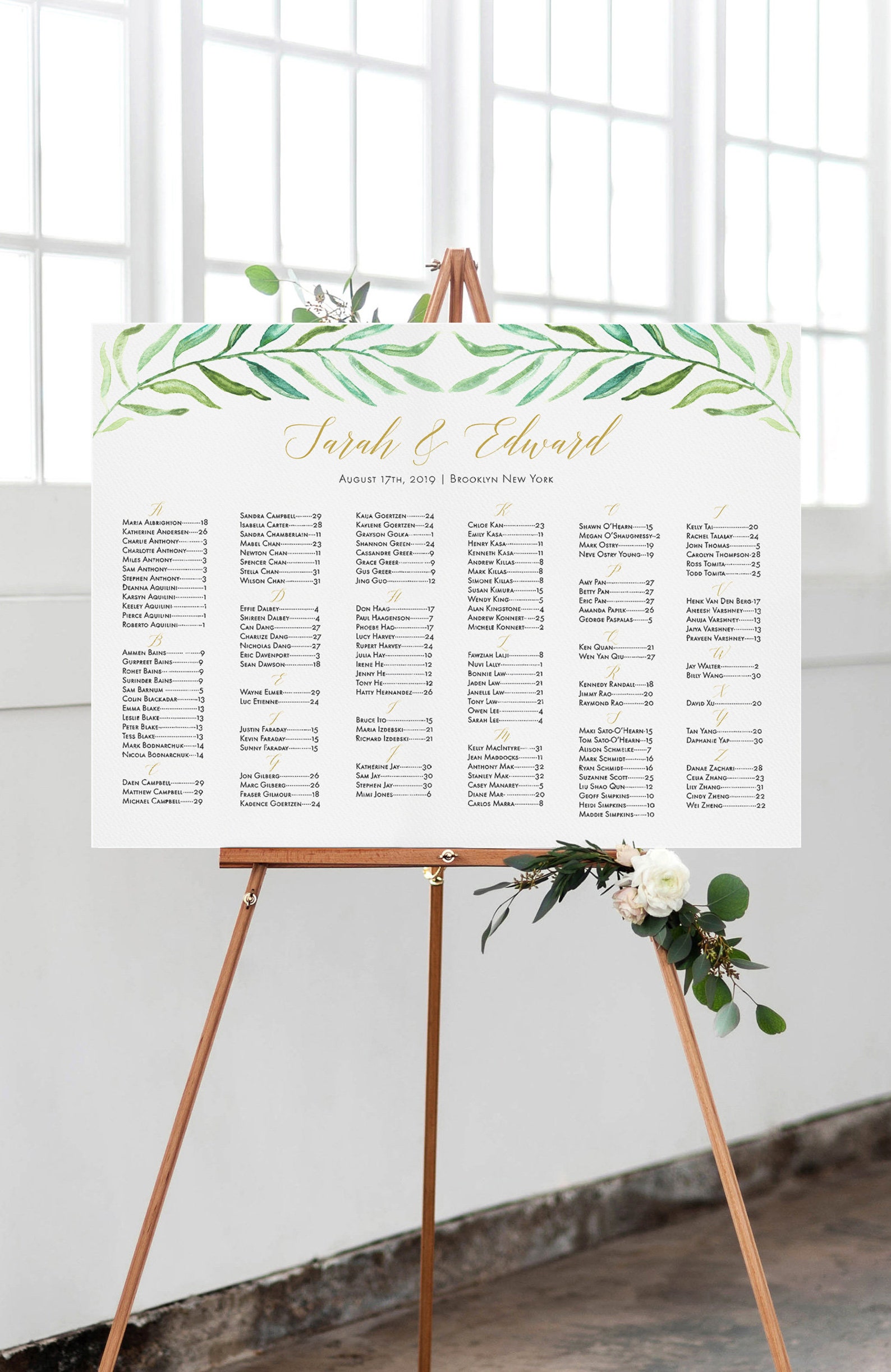 Alphabetized Welcome Seating Chart Template Alphabetical | Etsy
