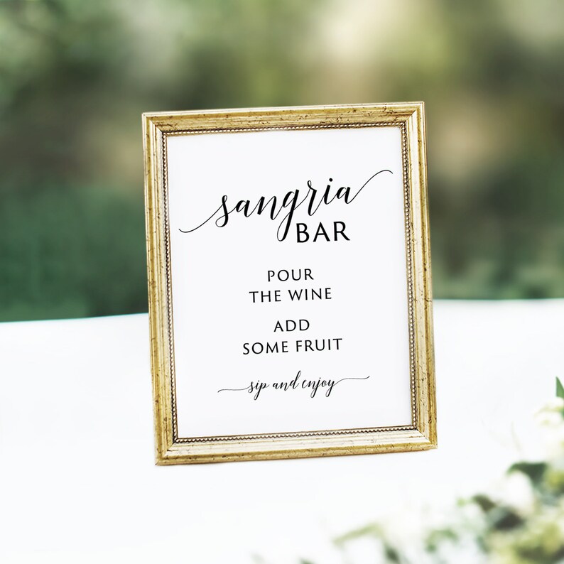 Sangria Bar Sign Printable Sangria Bar Signage Wedding Sign | Etsy