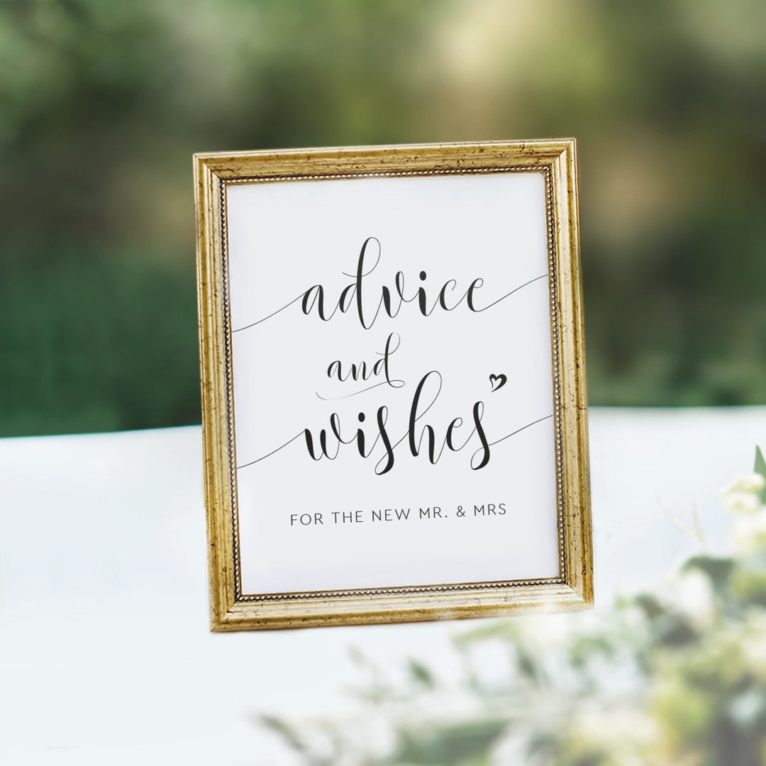 Printable Advice and Wishes Sign, Advice and Wishes, Advice and Wishes ...
