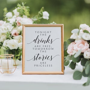 Printable Open Bar Sign, Tonight's Drinks Are Free and Tomorrow's ...