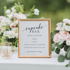 Printable Wedding Cupcake Bar Sign, Printable Cupcake Bar Sign, Dessert ...
