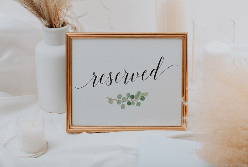 Greenery Reserved Sign Watercolor Eucalyptus Reserved Seat | Etsy