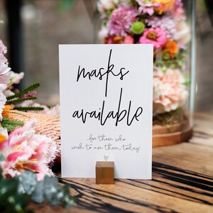 Masks Available Sign, Masks Sign for Wedding, Wedding Masks Sign, Mask ...