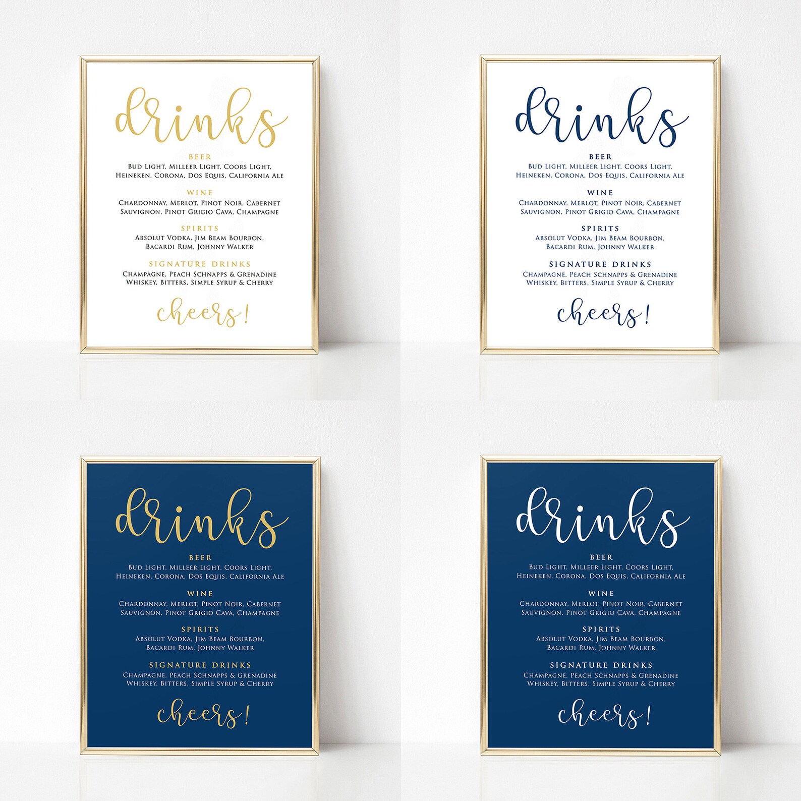 Wedding Bar Menu Bar Menu Template Printable Bar Menu Sign | Etsy