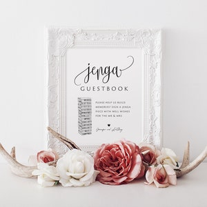 Wedding Jenga Guestbook Sign, Printable Jenga Guestbook Template, 5x7 ...