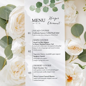 Greenery Menu Template, Wedding Menu Template, Printable Dinner Menu ...