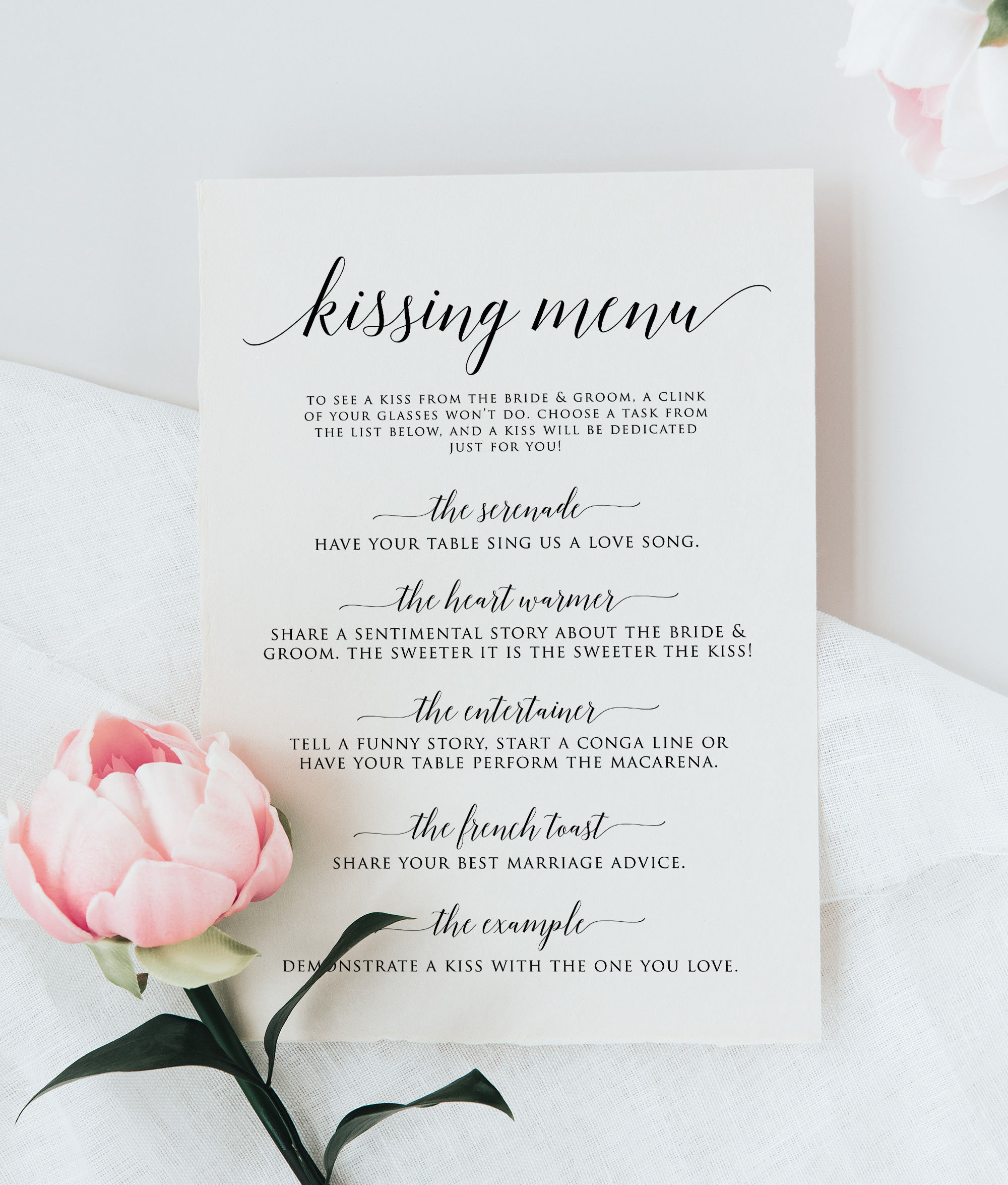 Kissing Menu Wedding Ideas Kissing Menu Printable Wedding - Etsy Canada