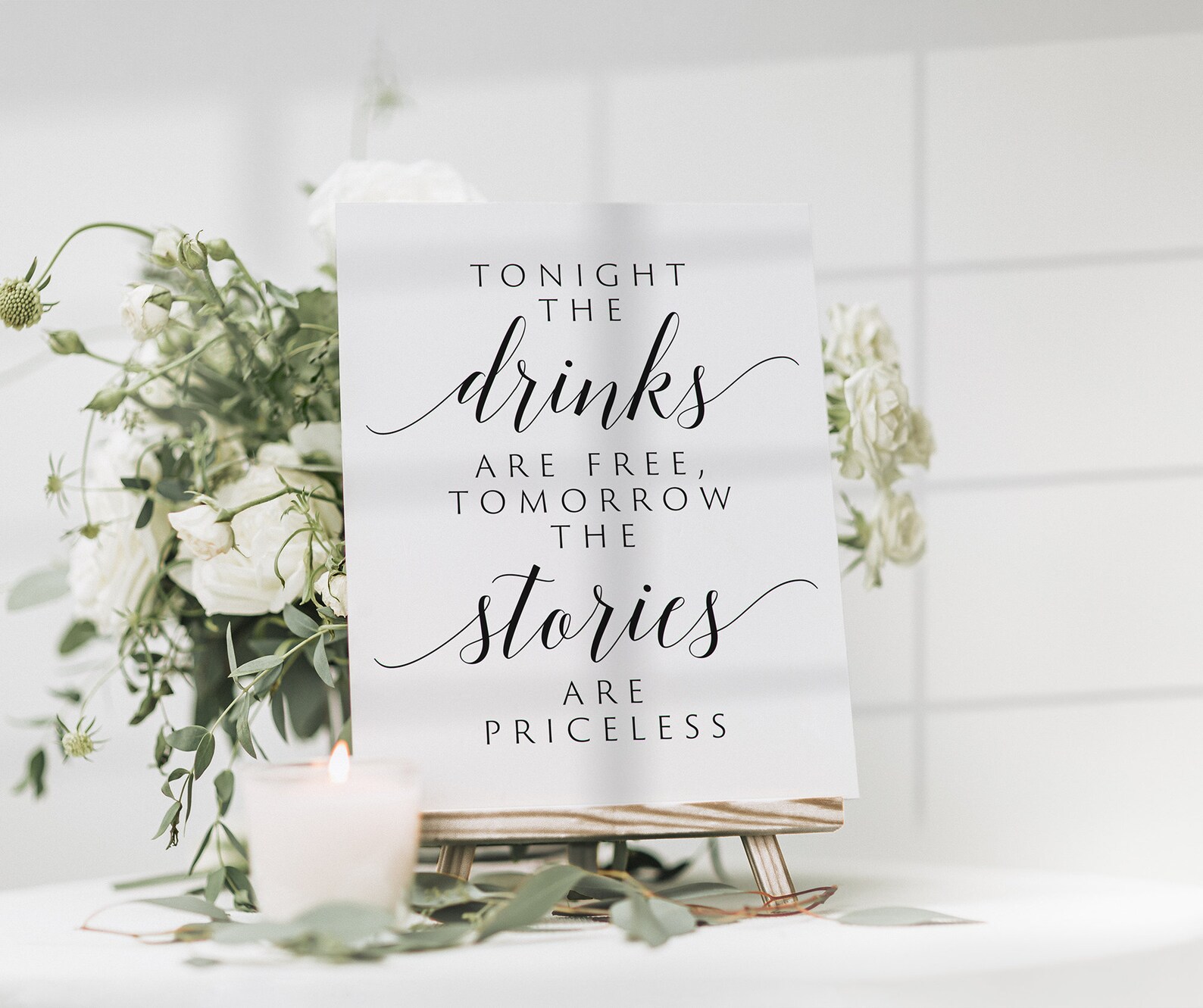 Printable Open Bar Sign Tonight's Drinks Are Free and | Etsy