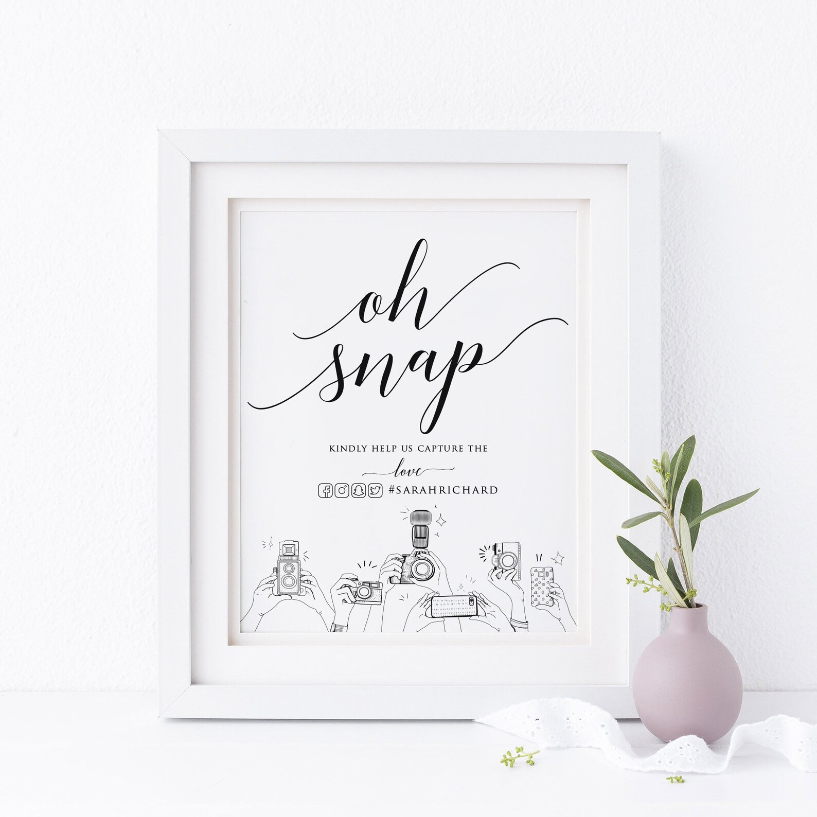 Printable Wedding Oh Snap Sign Social Media Sign Wedding | Etsy