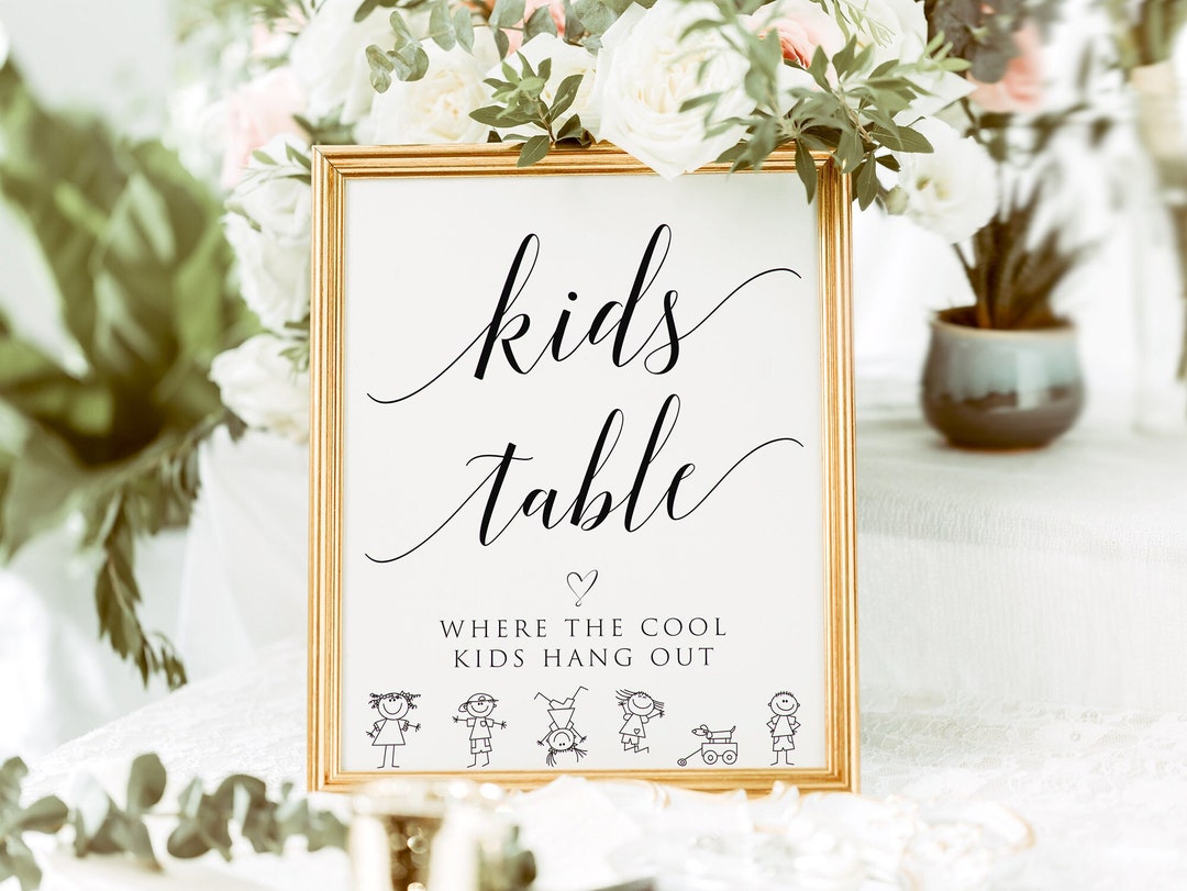 Printable Kids Table Sign, Editable Kids Table Sign Template, Wedding ...