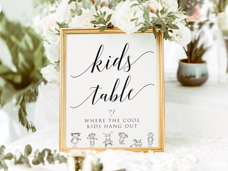 Printable Kids Table Sign Editable Kids Table Sign Template - Etsy