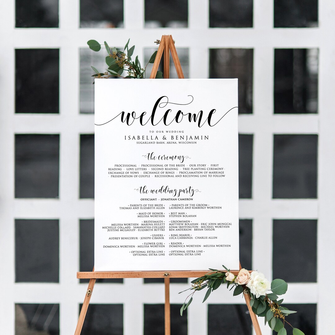6 SIZES Wedding Program Sign Template, Modern Wedding Program Board ...