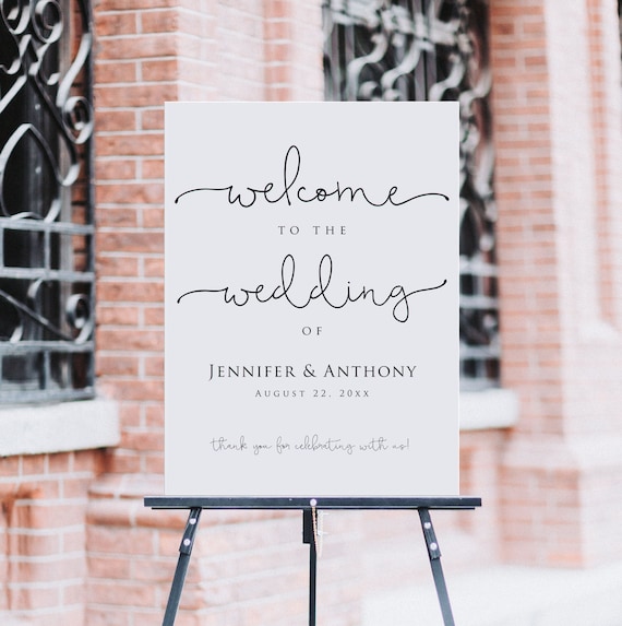 5 Sizes Wedding Welcome Sign Template Modern Wedding Welcome - Etsy