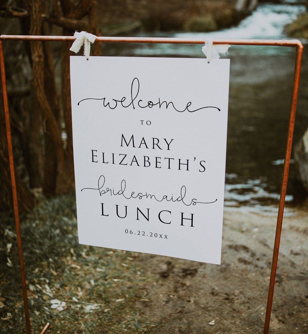 Minimalist Bridesmaids Lunch Welcome Sign, Editable Welcome Sign ...