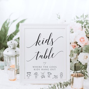 Printable Kids Table Sign, Editable Kids Table Sign Template, Wedding ...