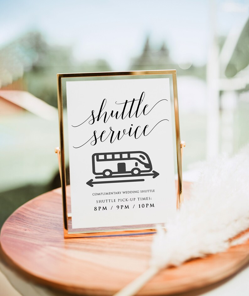 Wedding Shuttle Service Sign Wedding Shuttle Sign Shuttle | Etsy