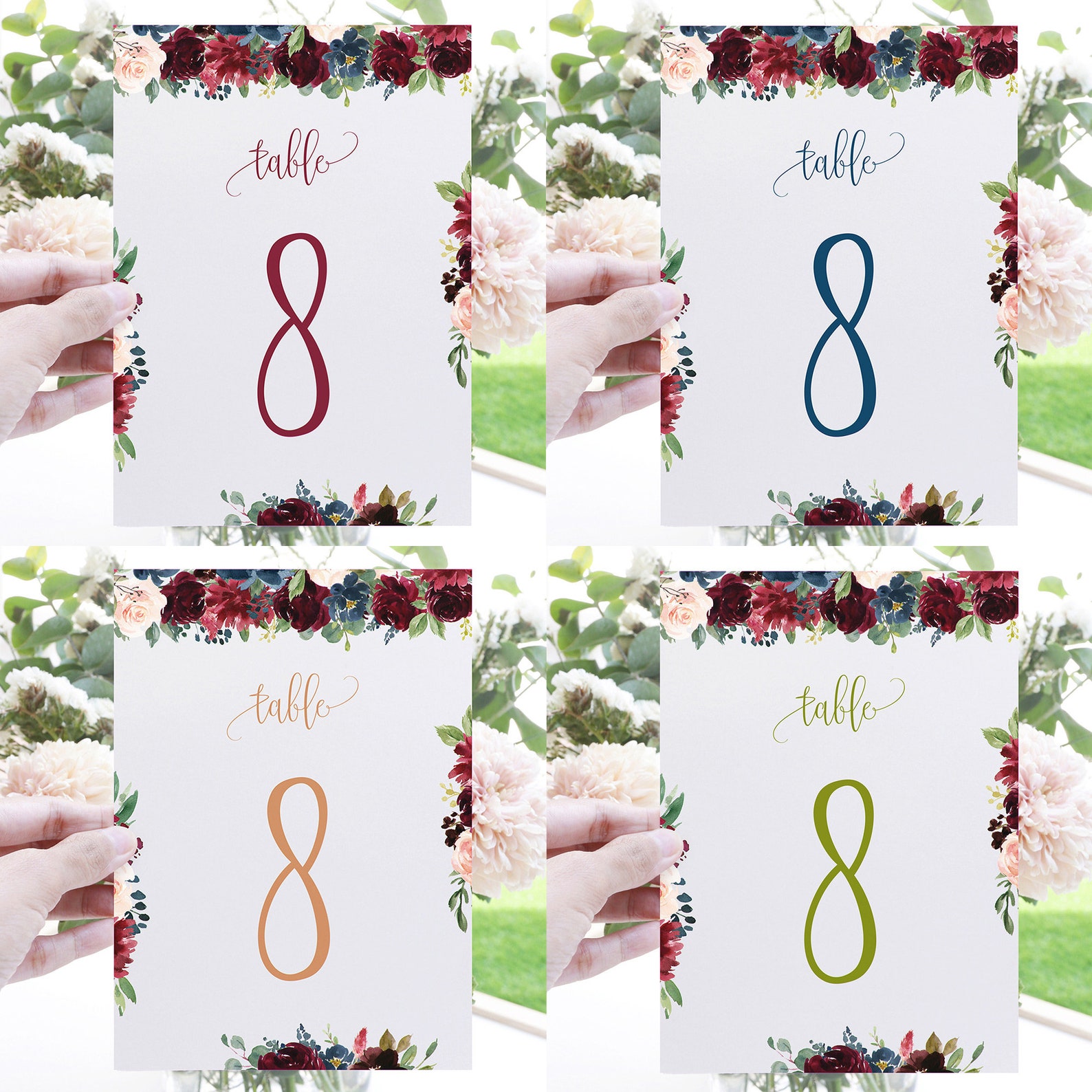 Floral Table Numbers Template Table Numbers Printable Table - Etsy