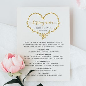 Kissing Menu, Wedding Ideas, Kissing Menu Printable, Wedding Games ...