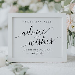 Printable Advice and Wishes Sign, Advice and Wishes, Advice and Wishes ...