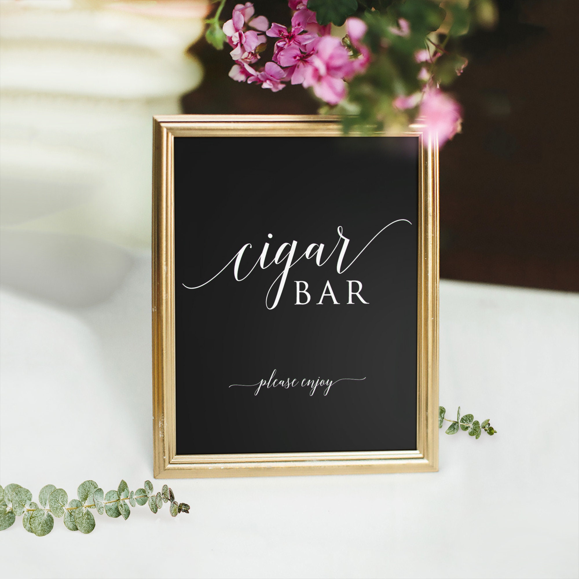 Printable Cigar Bar Sign Wedding Cigar Bar Template Gold | Etsy
