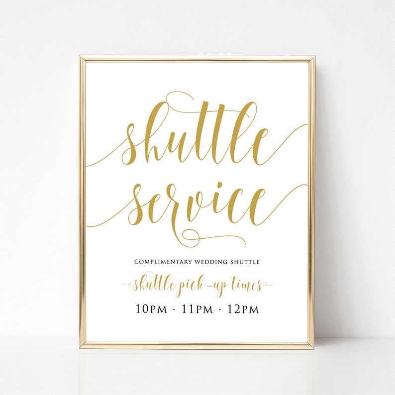 Wedding Shuttle Sign Wedding Shuttle Service Sign Shuttle - Etsy