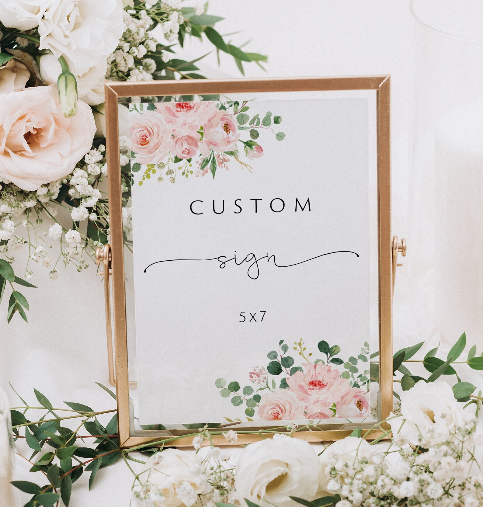 Custom Floral Sign, Blush Pink Floral Custom Sign Template, Custom ...