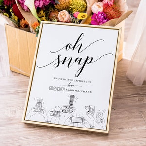 Printable Wedding Oh Snap Sign, Social Media Sign, Wedding Hashtag Sign ...