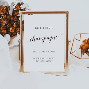 Champagne Sign Template, but First Champagne, Modern Minimalist Wedding ...