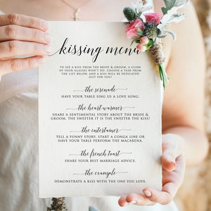 Kissing Menu, Wedding Ideas, Kissing Menu Printable, Wedding Games ...