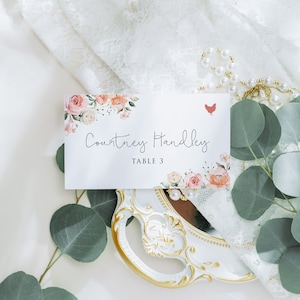 Printable Place Card Template, Floral Place Cards Template, Printable ...