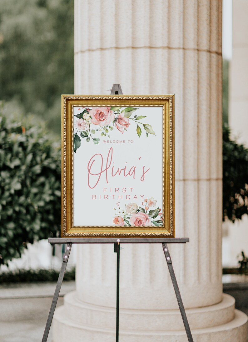 Floral Birthday Welcome Sign Template Printable First Welcome - Etsy