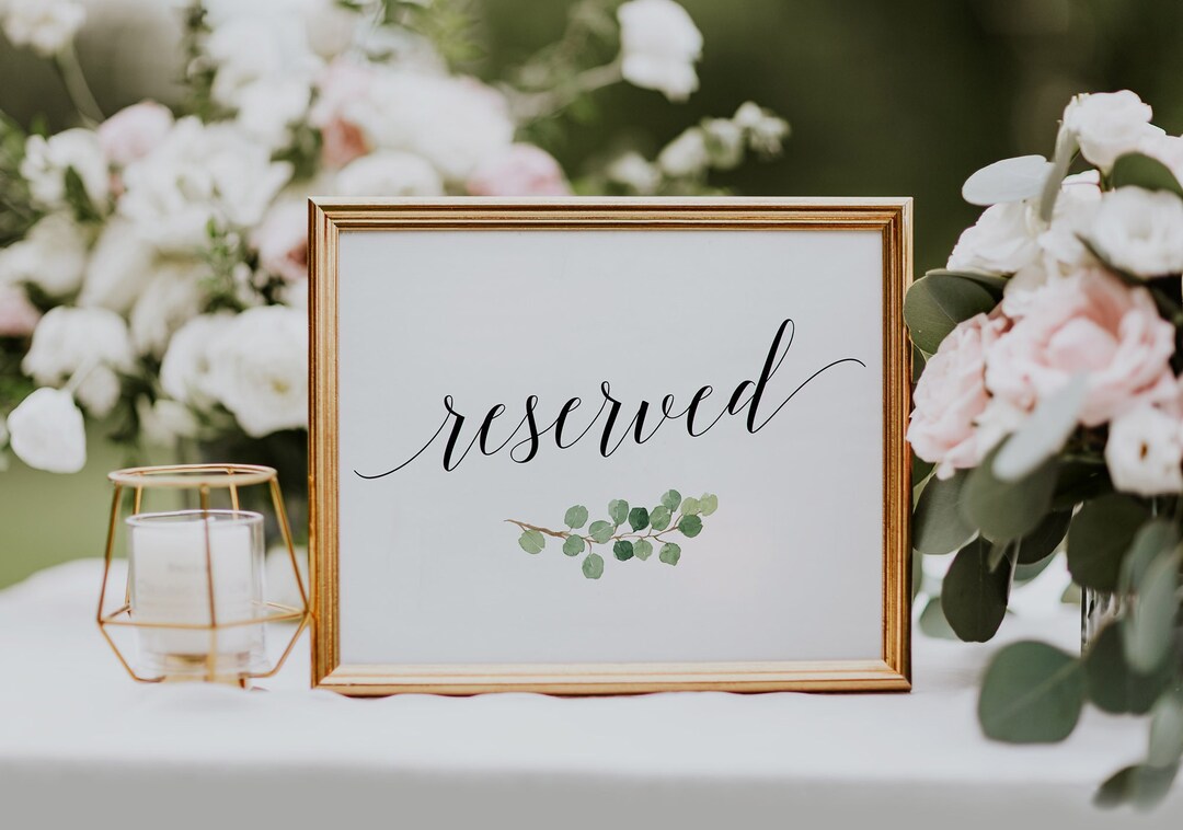 Greenery Reserved Sign Watercolor Eucalyptus Reserved Seat - Etsy