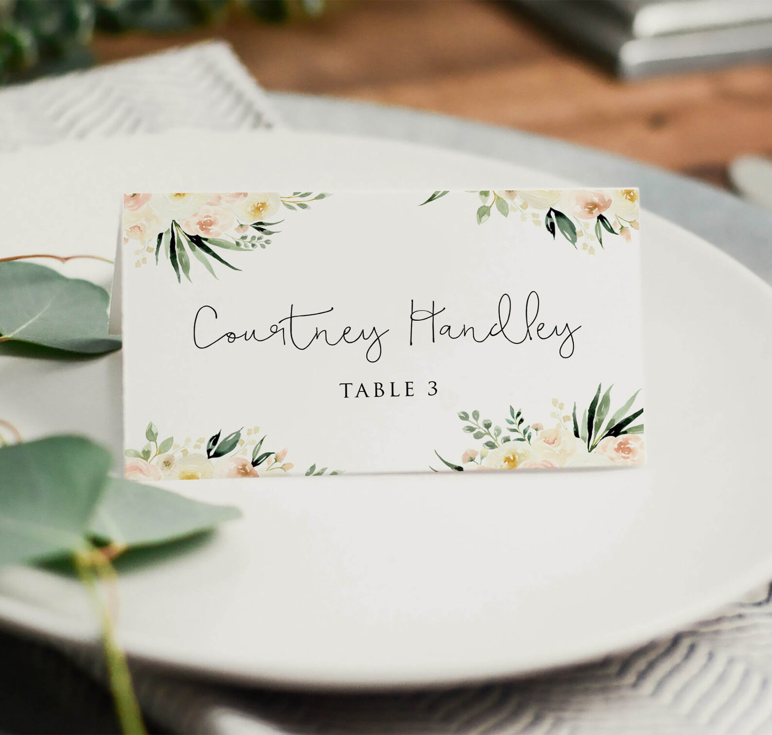 Printable Place Card Template Greenery Place Cards Template | Etsy