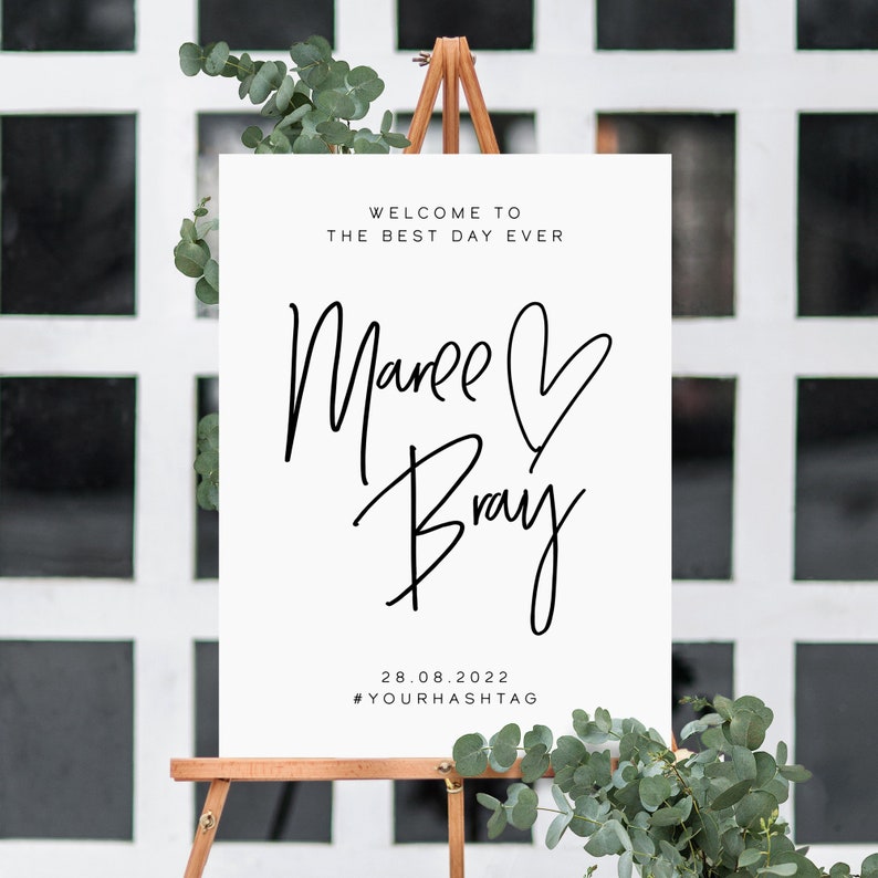 6 Sizes Wedding Welcome Sign Template Printable Welcome Sign | Etsy