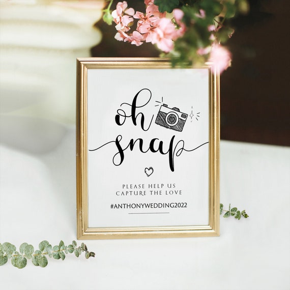 Oh Snap Wedding Hashtag Sign Wedding Instagram Sign Wedding - Etsy
