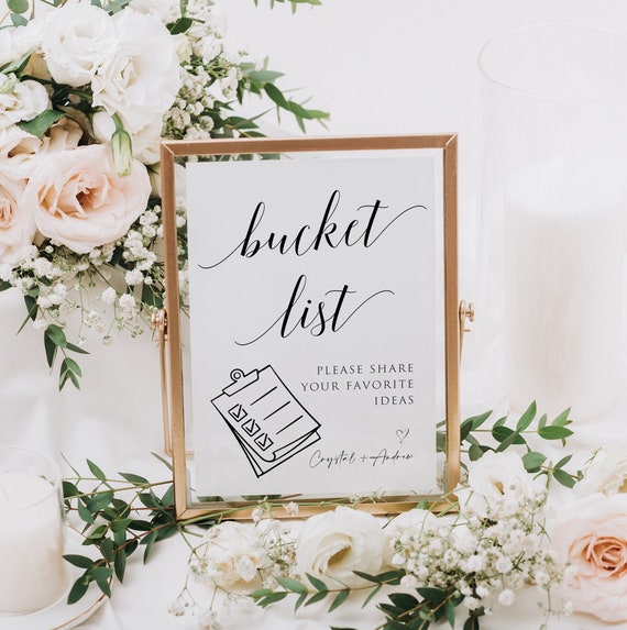 Bucket List Sign Template Wedding Signs Printable Bucket | Etsy