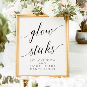 Glow Sticks Wedding Sign, Glow Sticks Sign, Glow Sticks Printable ...